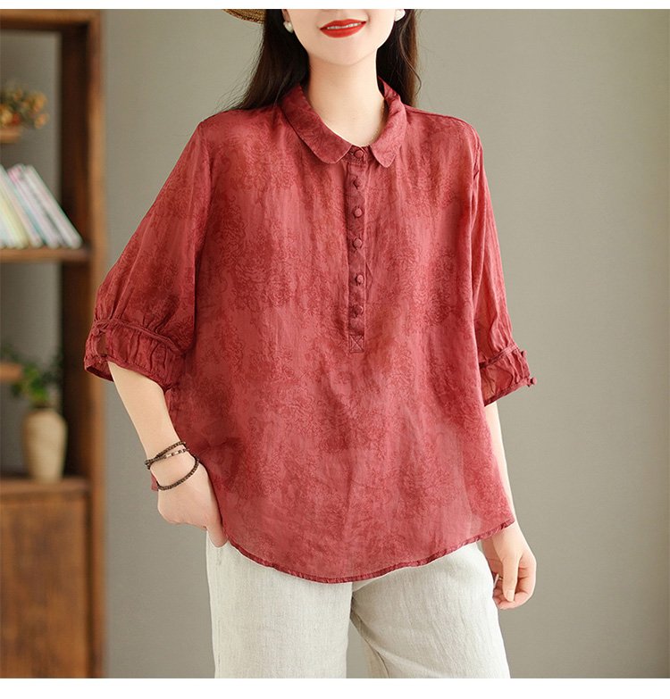 ボリュームスリーブ綿麻ブラウス-so-mocoオンラインストア